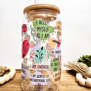 Motivational Glass Cup, Daily Affirmations, 16 Oz Glass Can, Daily ...