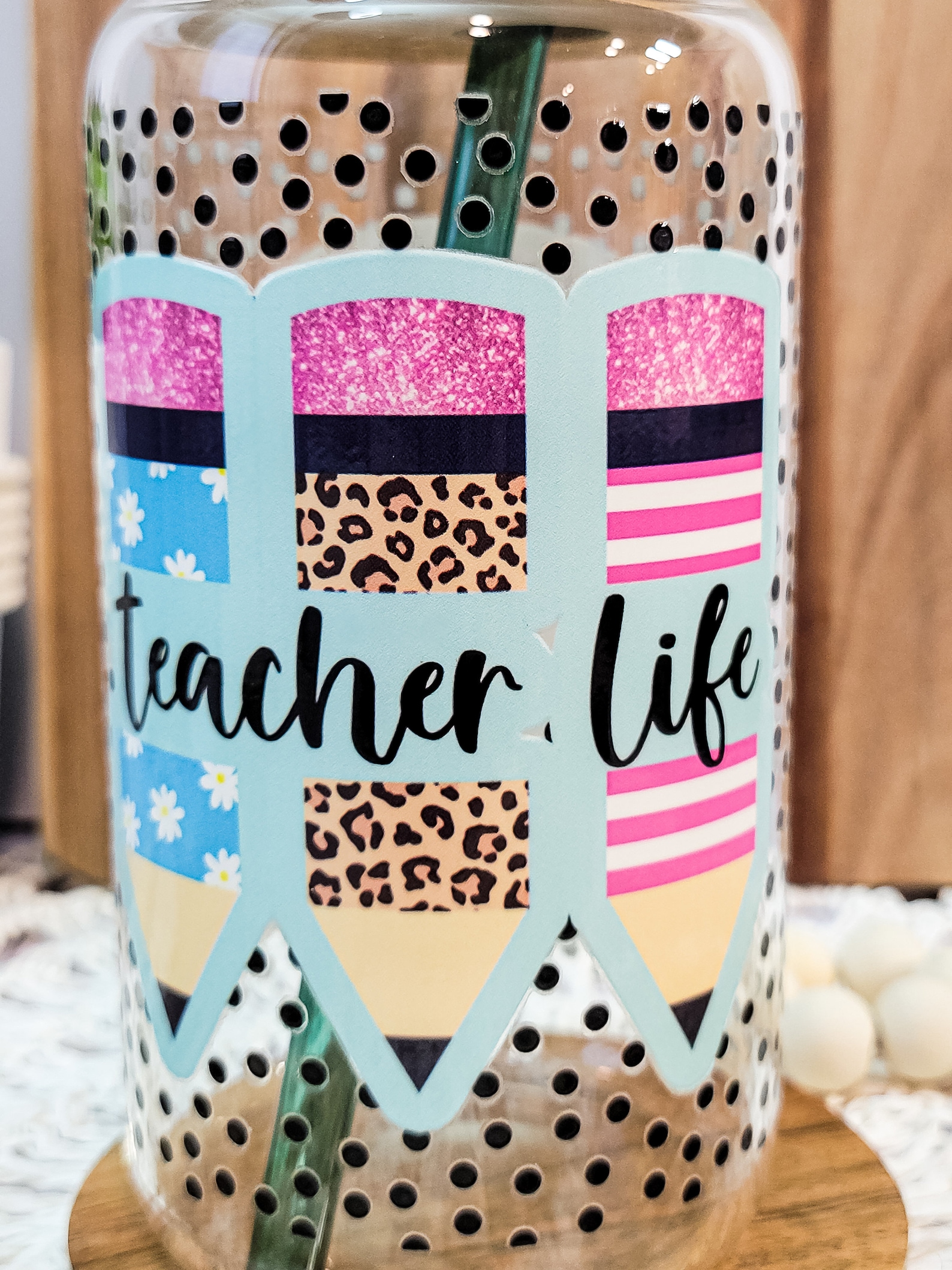 Teacher Glass Cup Teacher Life Tumbler Glass Cup Bamboo Lid - Etsy