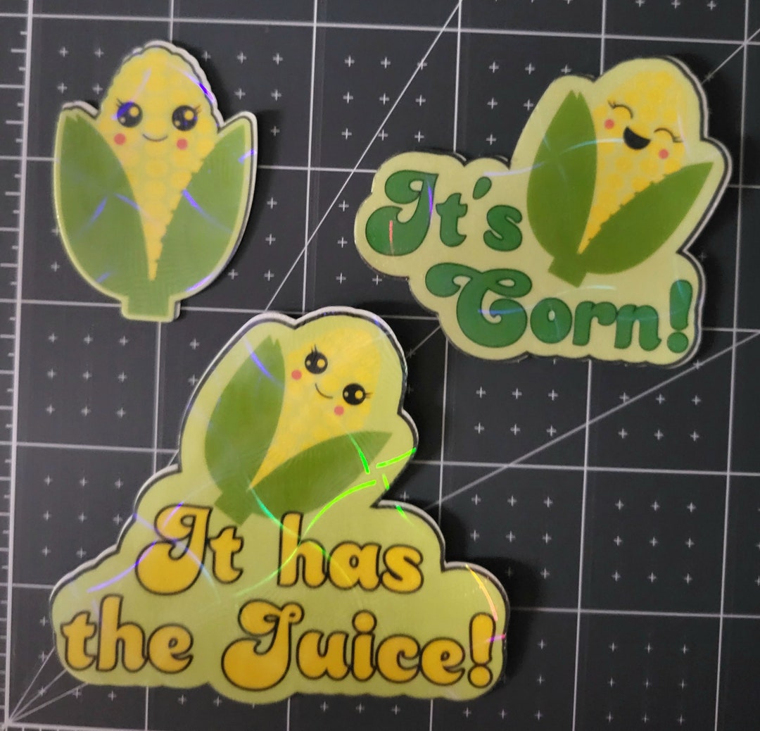 It's Corn Sticker Pack, It Has the Juice Vinyl Sticker Set for Water ...