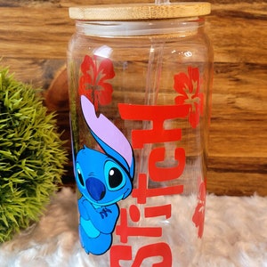 Stitch Beer Can Glass Iced Coffee Cup With Lid and Straw - Etsy