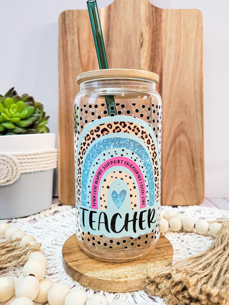 Teacher Glass Cup Teacher Life Tumbler Glass Cup Bamboo Lid - Etsy