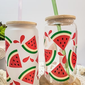 Watermelon Glass Can, Summer Fruit Glass, Melon Glass Can Cup, Sweet ...