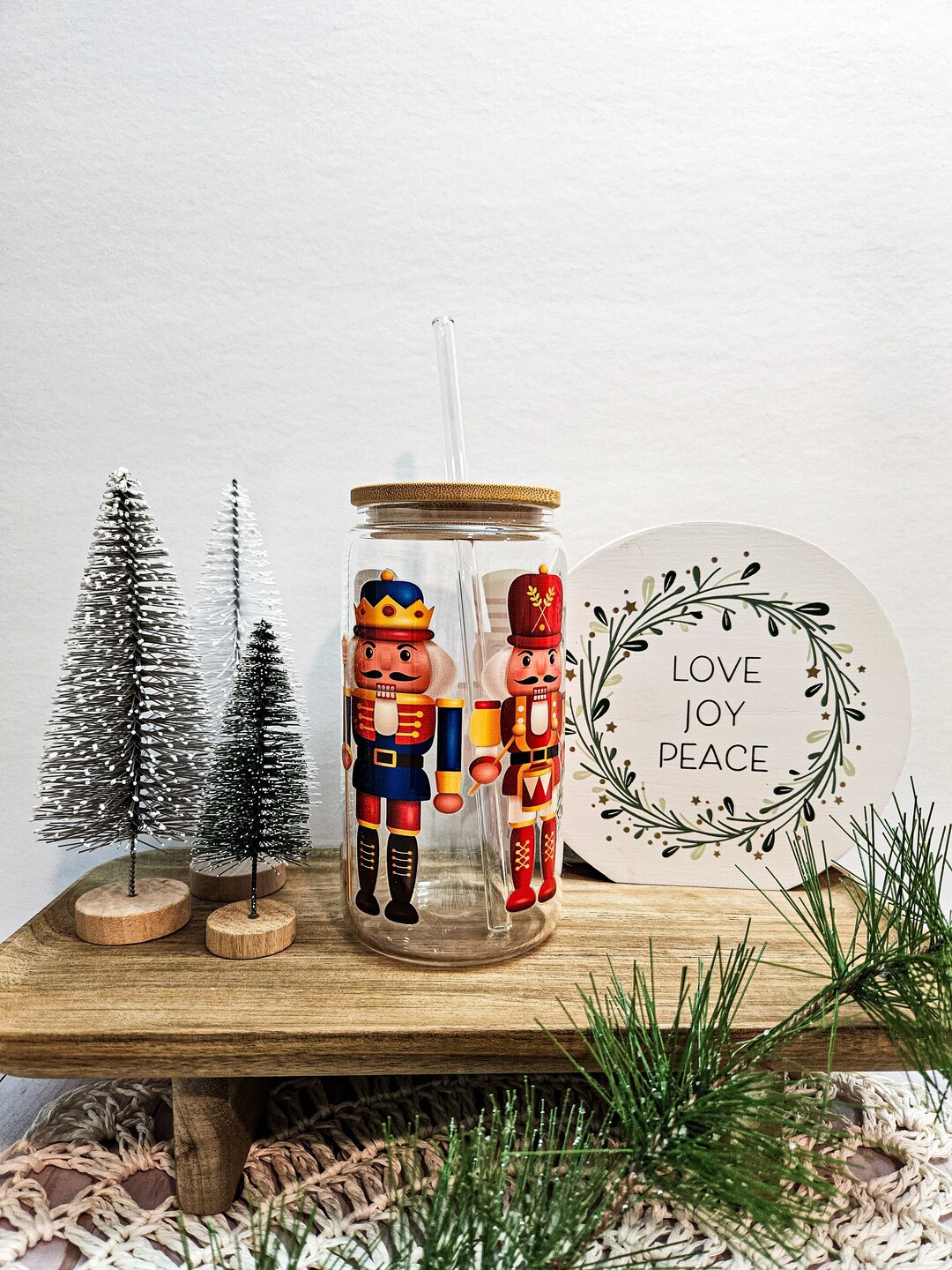 Nutcracker Glass Cup, Christmas Can Shaped Iced Coffee Mug - Etsy