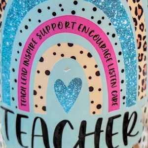 Teacher Glass Cup, Teacher Life Tumbler, Glass Cup Bamboo Lid, Boho ...