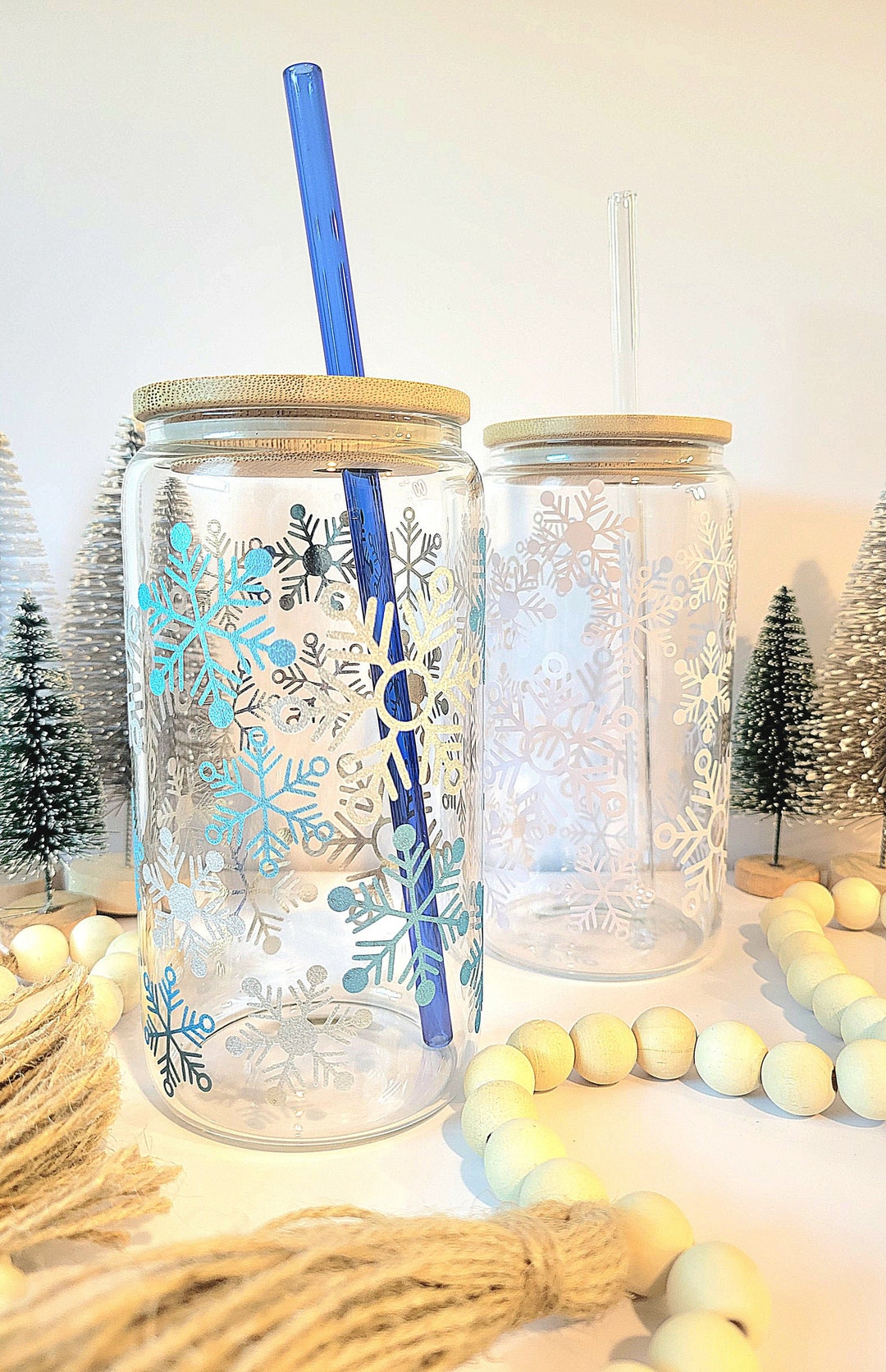 Snowflake Beer Can Glass Cup Christmas Iced Coffee Glass Cup - Etsy
