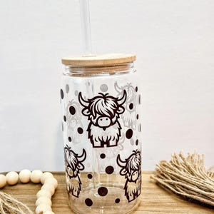 Highland Cow Glass Tumbler, Cute Cow Glass Can Cups, Country Western ...
