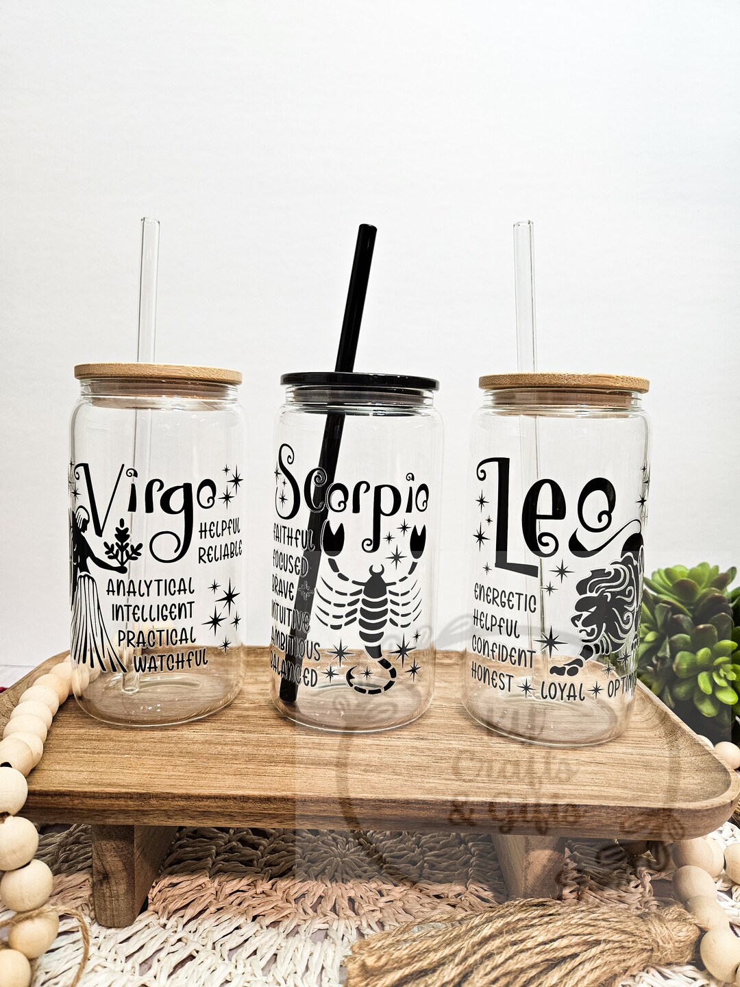 Horoscope Glass Can, Zodiac Cup, Beer Can Glass With Lid and Straw ...