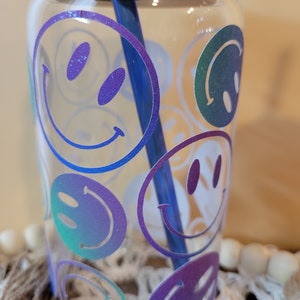 Happy Face Glass, SMILEY FACE GLASS Can, Be Happy Coffee Cup, Emoji ...