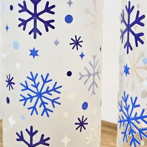 Snowflake Beer Can Glass Cup, Christmas Iced Coffee Glass Cup With Lid ...
