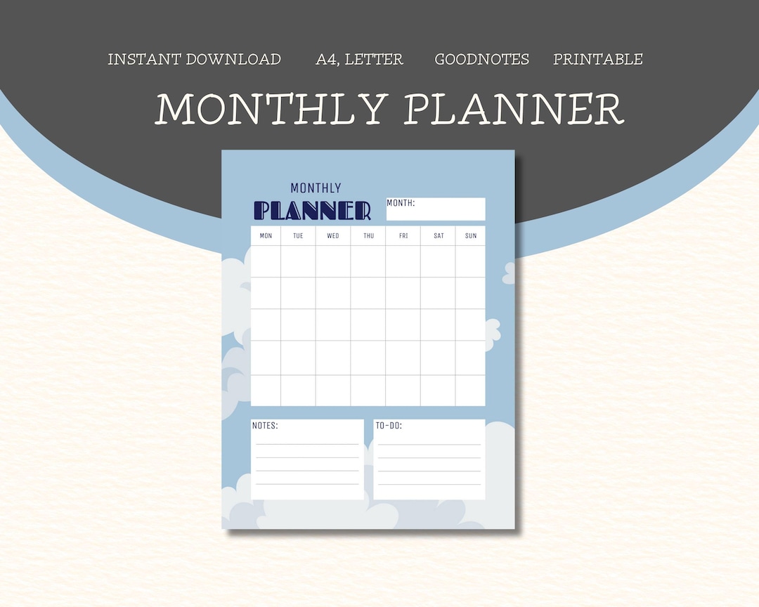 Monthly Planner Digital Download Drawing Page Printable Planner - Etsy