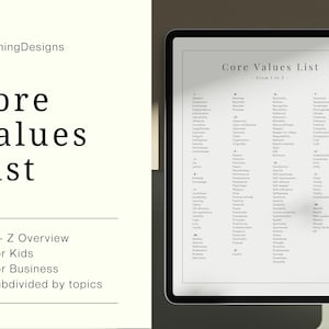 Core Values List | Core Values for Kids | Identifying Core Values ...