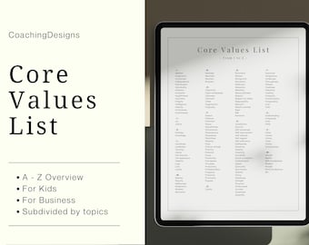 Core Values List | Core Values for Kids | Identifying Core Values | Clarification Values ...