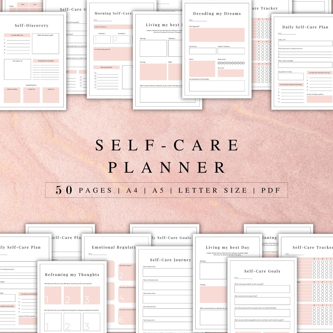 Self-care Planner Printable | Mental Health Worksheet Kit | Self-love ...