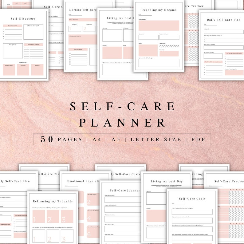 Self-care Planner Printable | Mental Health Worksheet Kit | Self-love ...