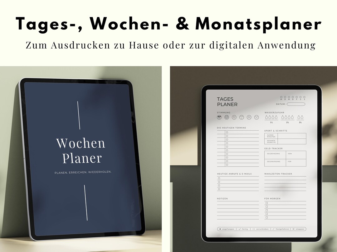 Daily Planner, Weekly Planner & Monthly Planner, Digital Download to ...