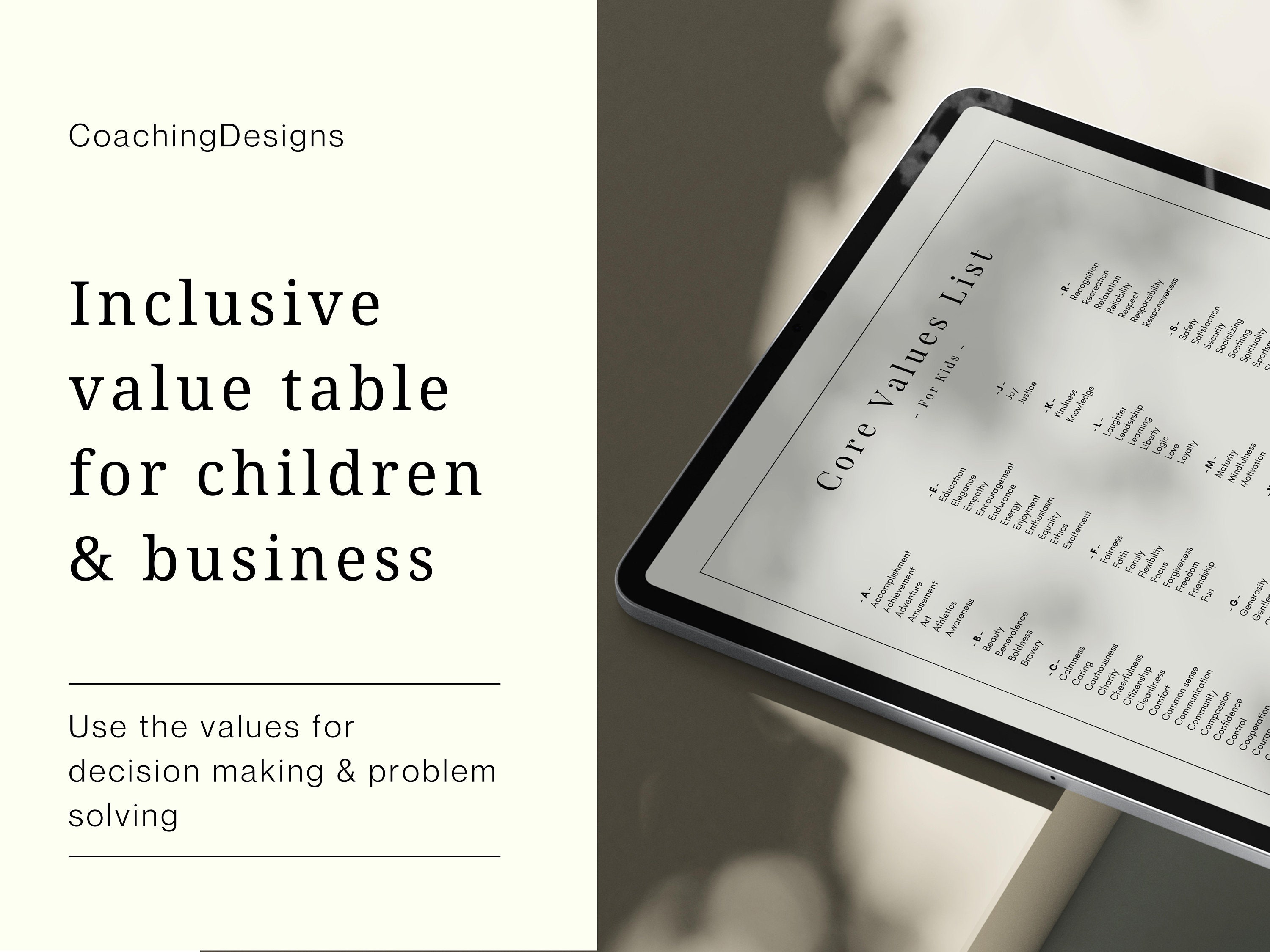 Core Values List | Core Values for Kids | Identifying Core Values ...