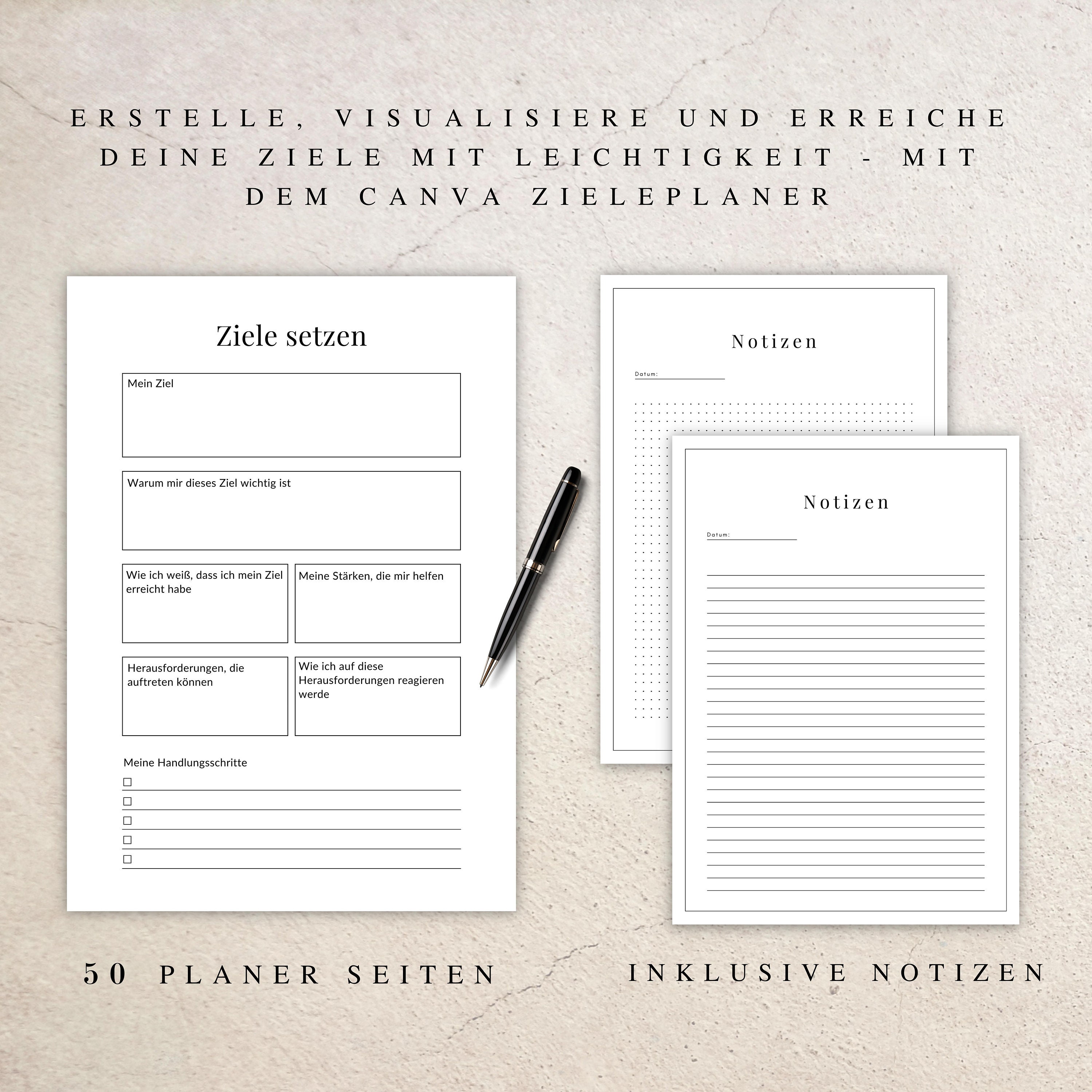 Zieleplaner als Canva Version in Deutsch (A4) | Planer zum ausdrucken ...