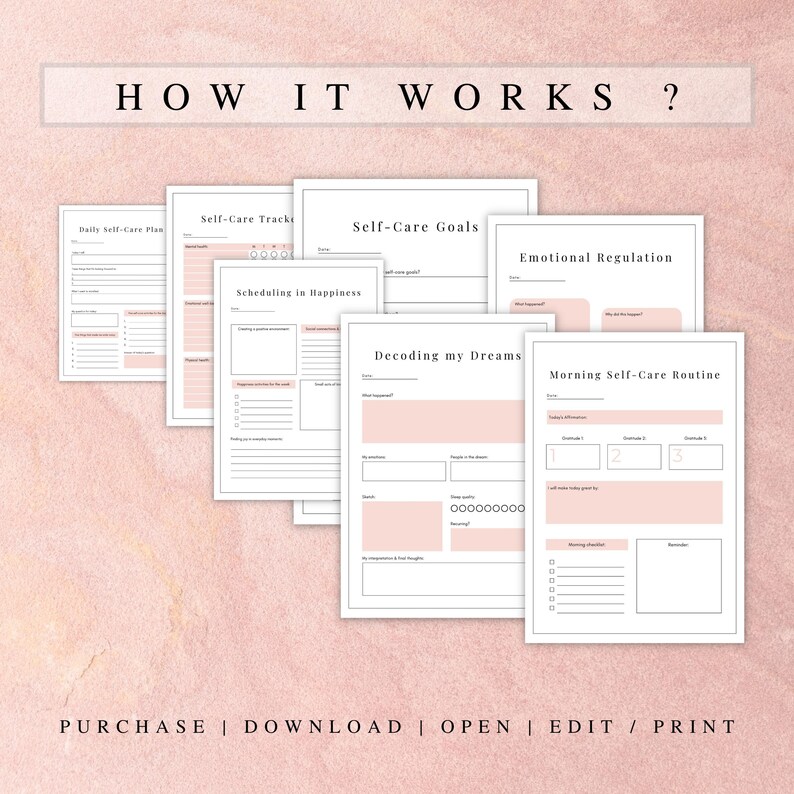 Self-care Planner Printable | Mental Health Worksheet Kit | Self-love ...