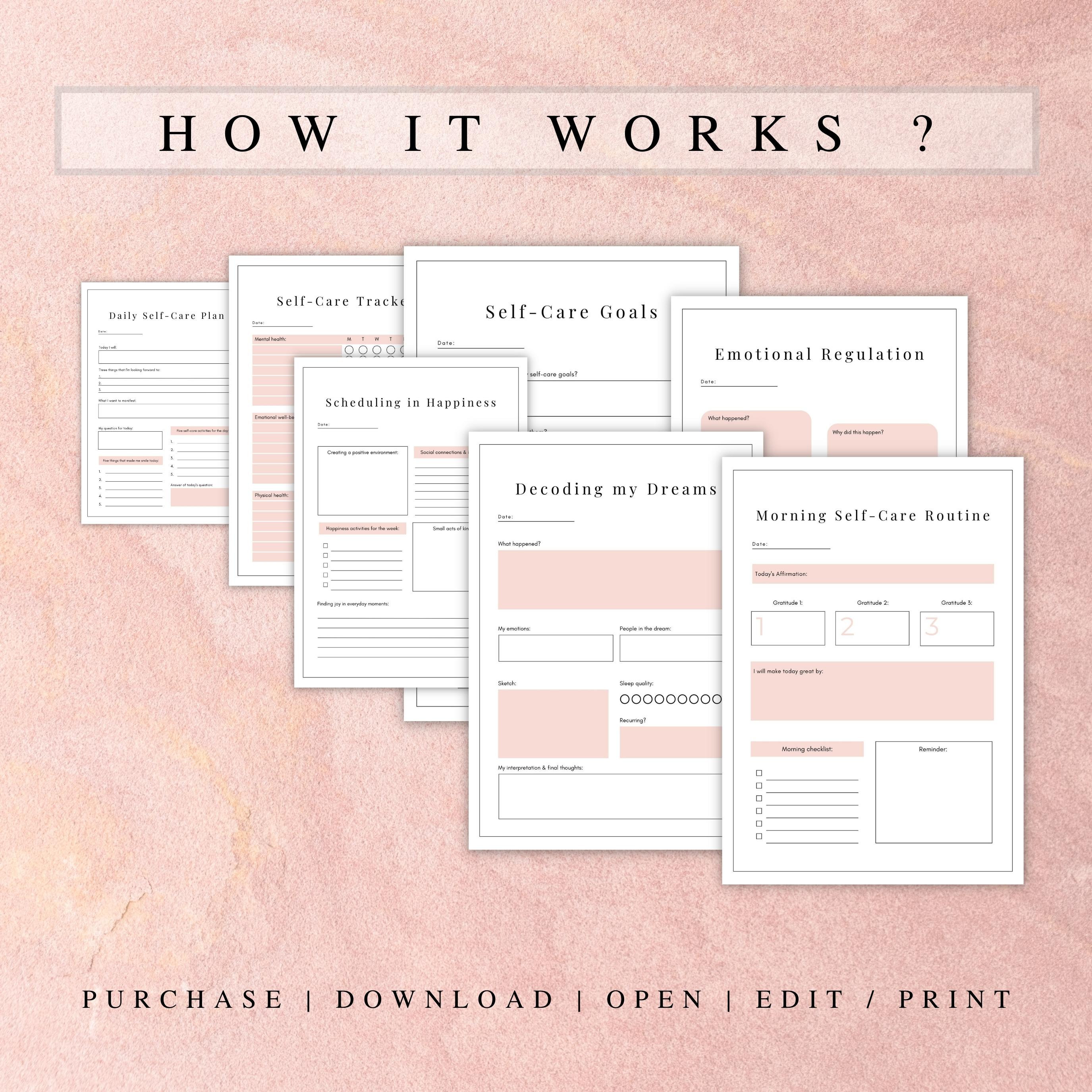 Self-care Planner Printable | Mental Health Worksheet Kit | Self-love ...