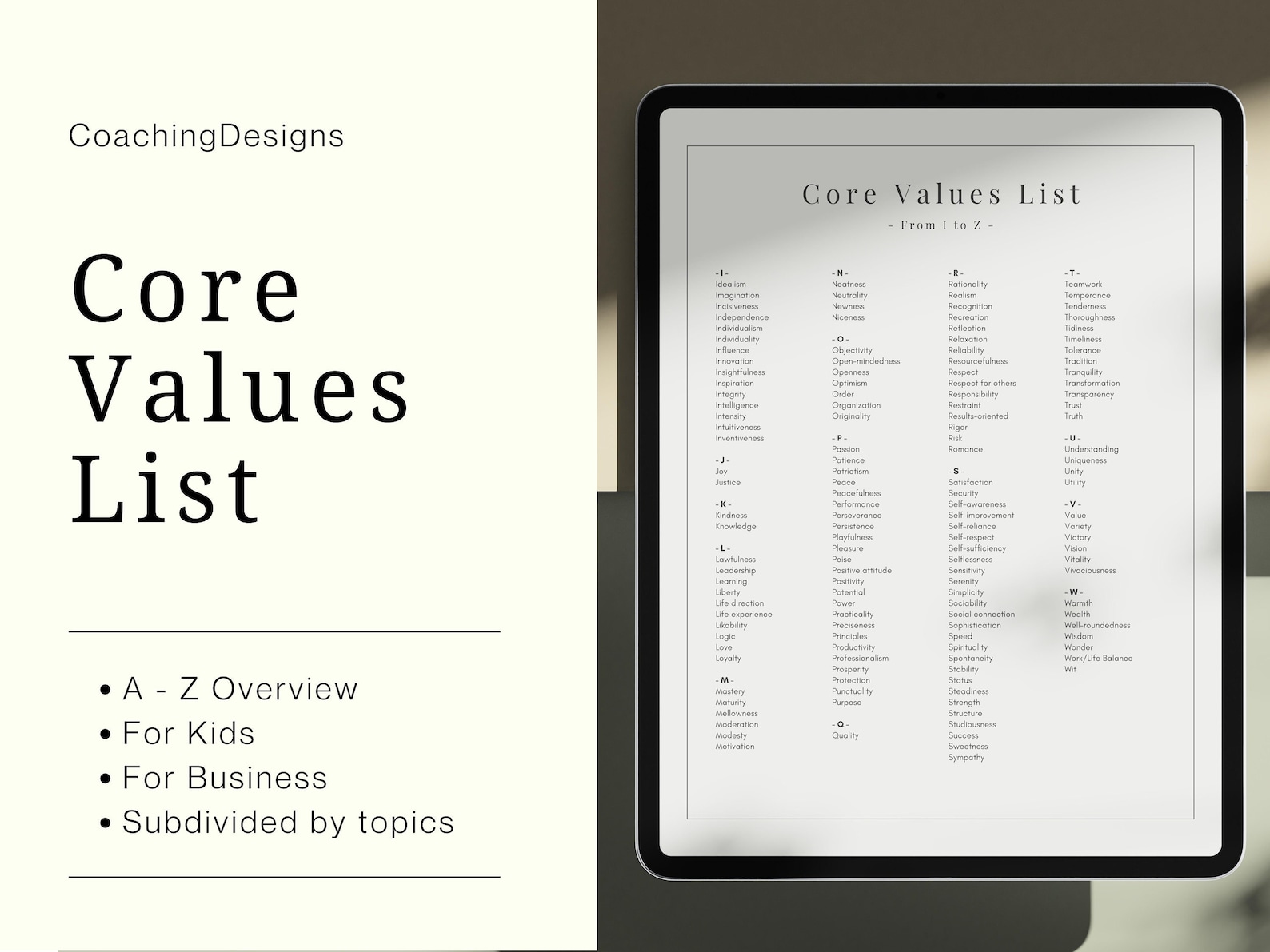 Core Values List | Core Values for Kids | Identifying Core Values ...