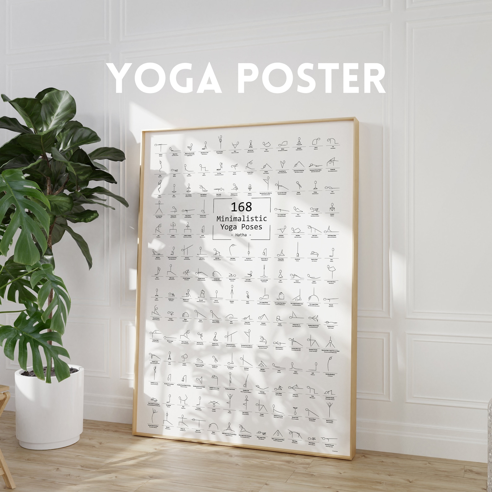 Yoga Poses Poster in A1 & 24x36 Yoga Stick Figure Poster Printable Yoga ...
