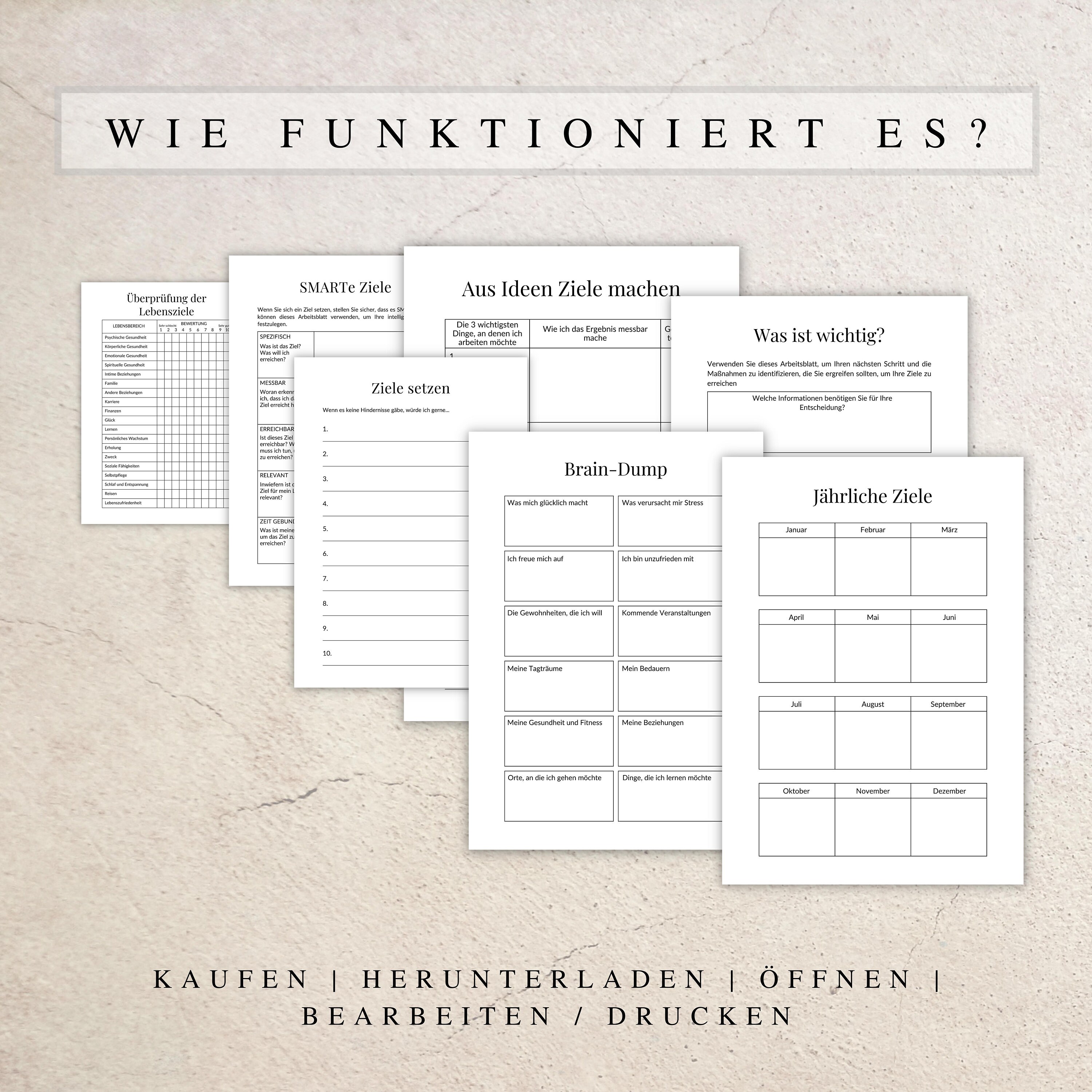 Zieleplaner als Canva Version in Deutsch (A4) | Planer zum ausdrucken ...