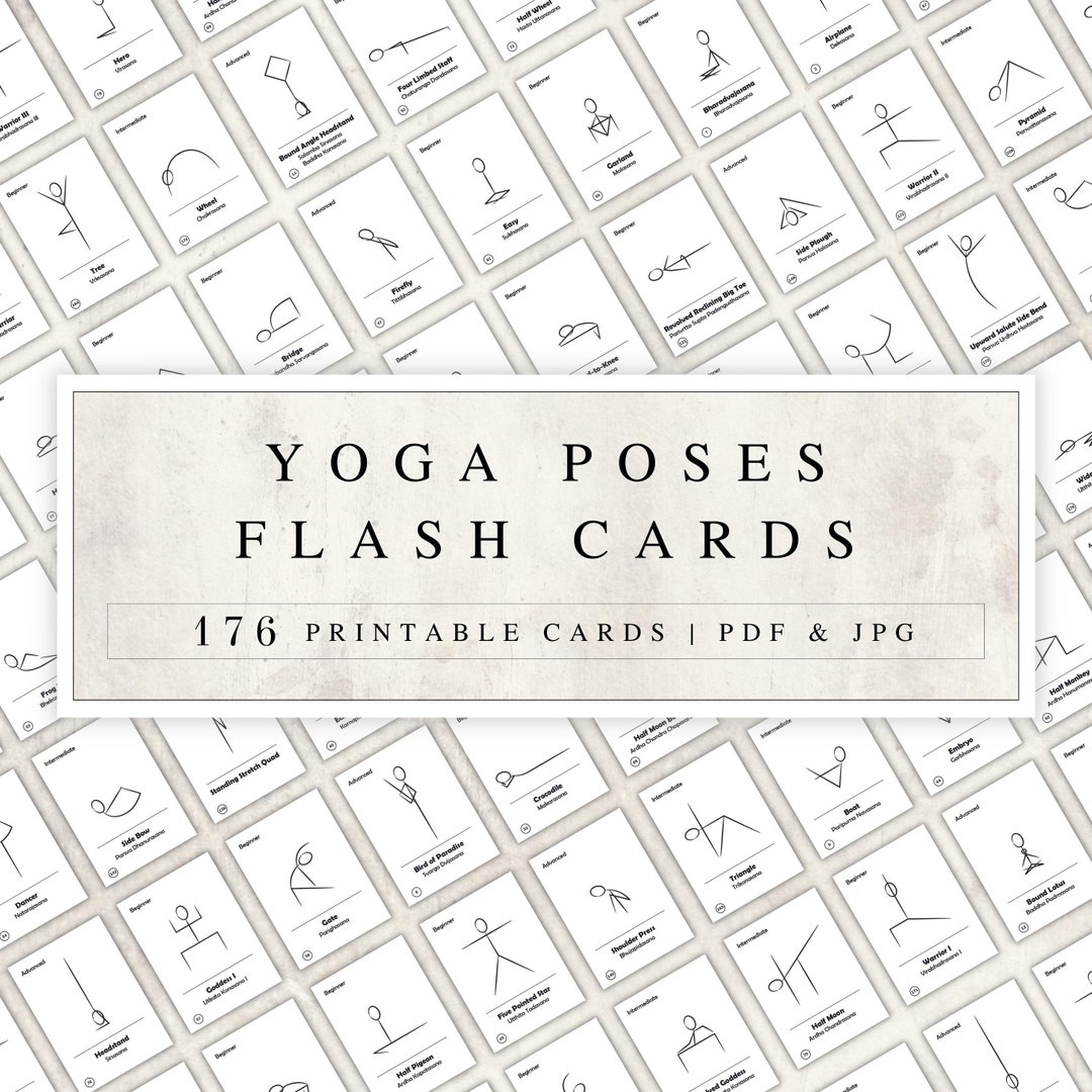 Yoga Cards With 176 Poses in English and Sanskrit | Yoga Flashcards ...