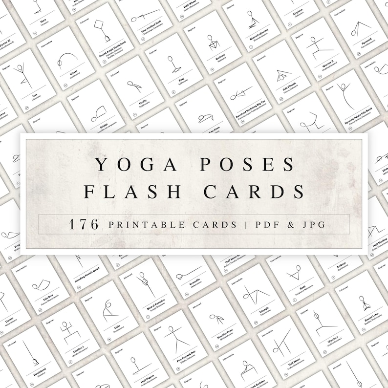 Yoga Cards With 176 Poses in English and Sanskrit | Yoga Flashcards ...