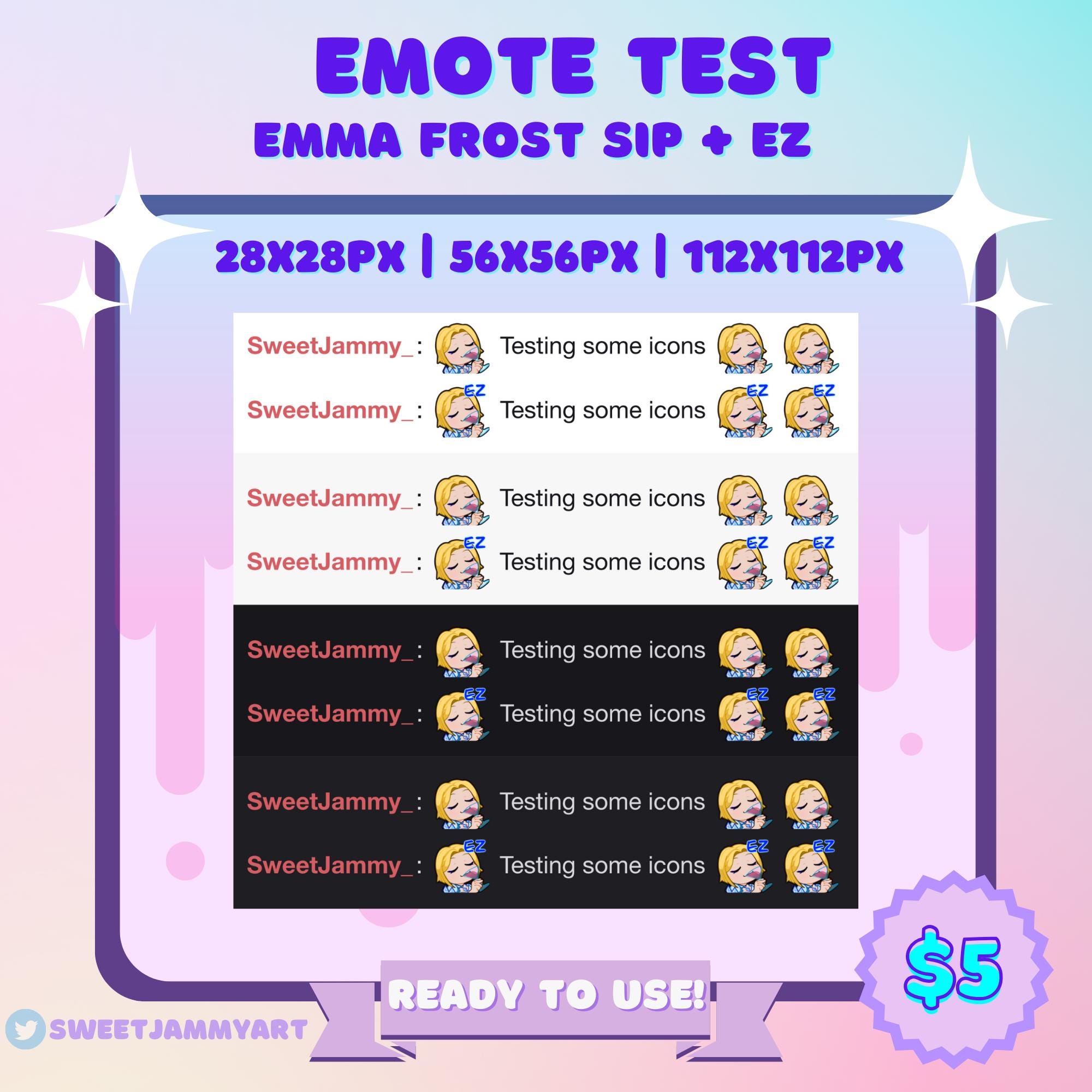 Emma Frost Sip + EZ Emotes for Twitch, Discord, Youtube (digital ...