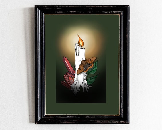 The Flame Digital Download Print Moth Print Gothic Art - Etsy