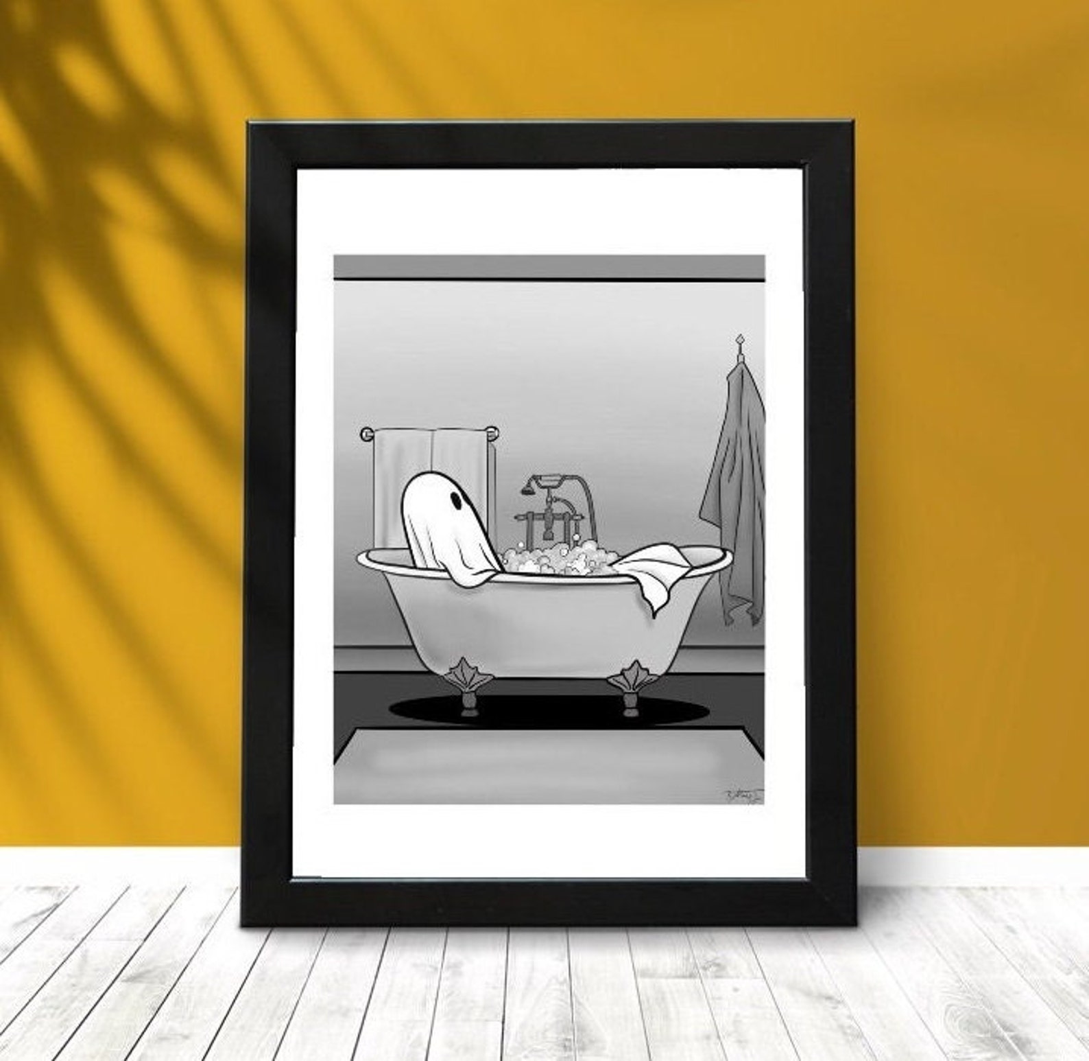 Drowning Sorrows Print | Bathtub Ghost Print | Halloween Print | Ghost ...