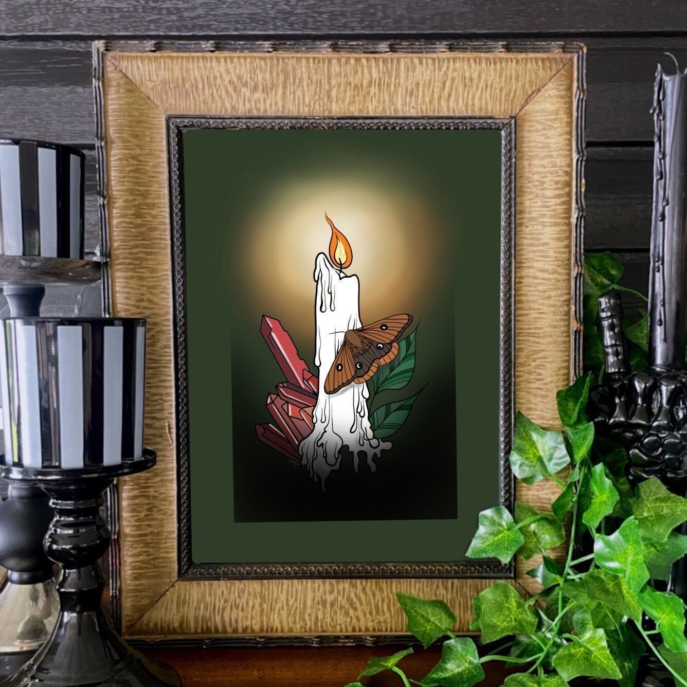 The Flame Digital Download Print Moth Print Gothic Art Print Crystal ...