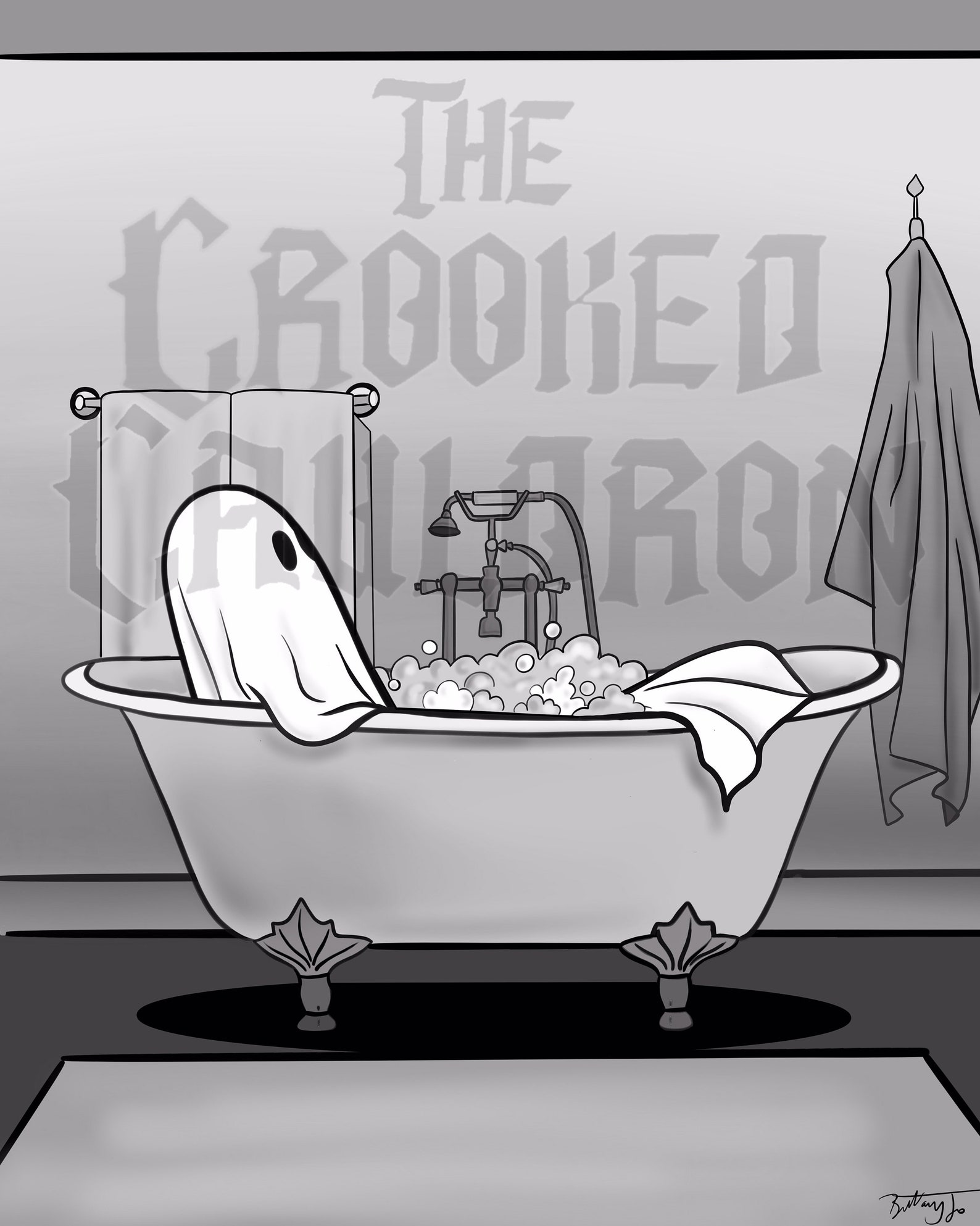 Drowning Sorrows Print | Bathtub Ghost Print | Halloween Print | Ghost ...