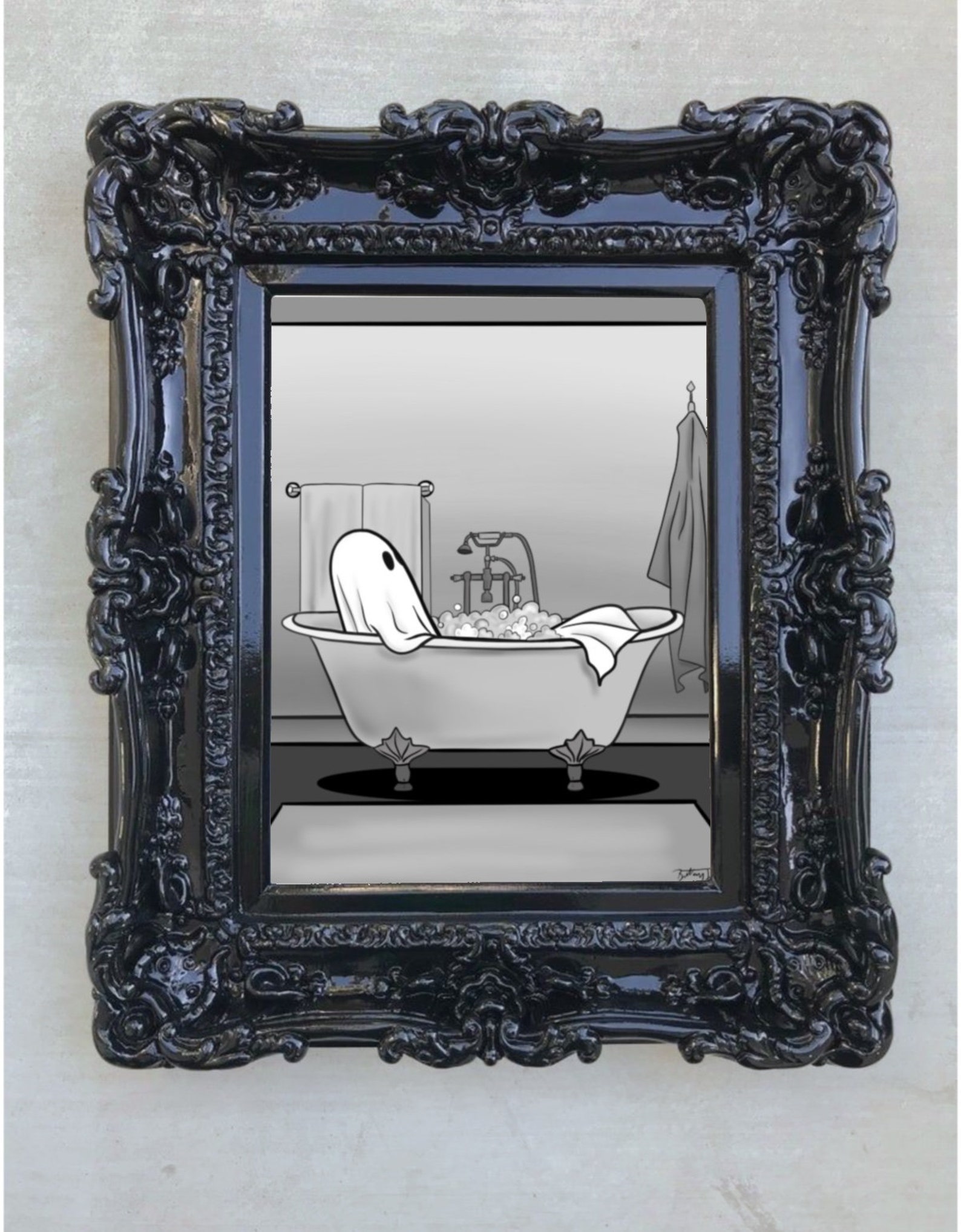 Drowning Sorrows Print | Bathtub Ghost Print | Halloween Print | Ghost ...