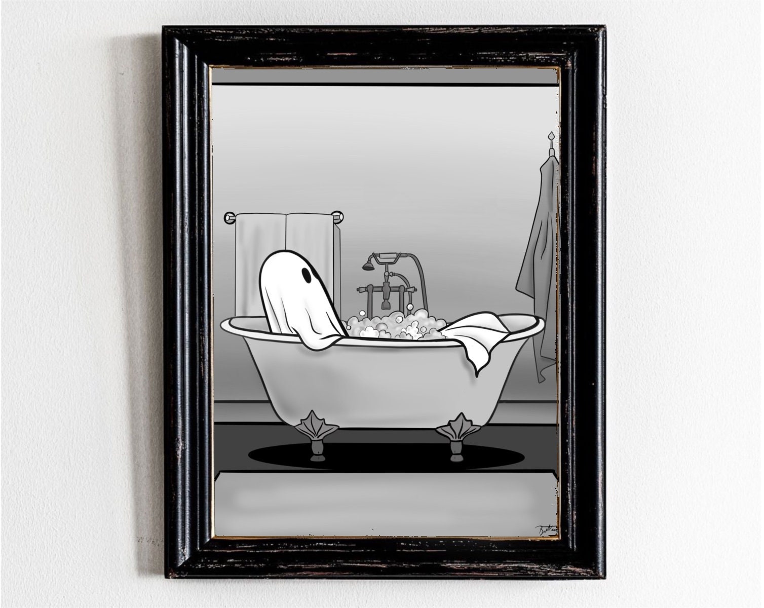 Drowning Sorrows Print | Bathtub Ghost Print | Halloween Print | Ghost ...