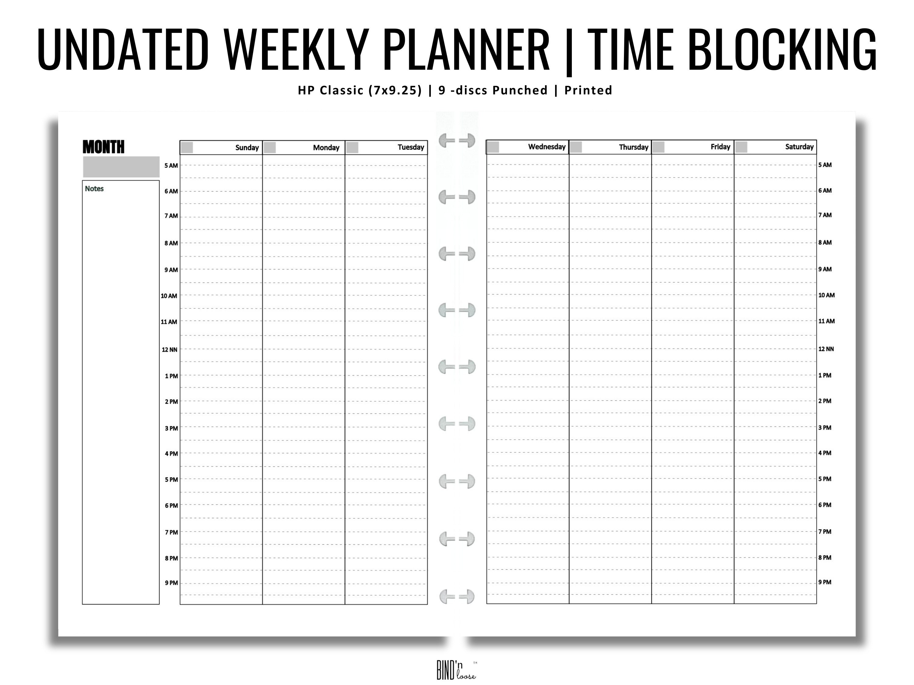 Undated Weekly Planner Time Blocking Discbound Planner, Journal ...