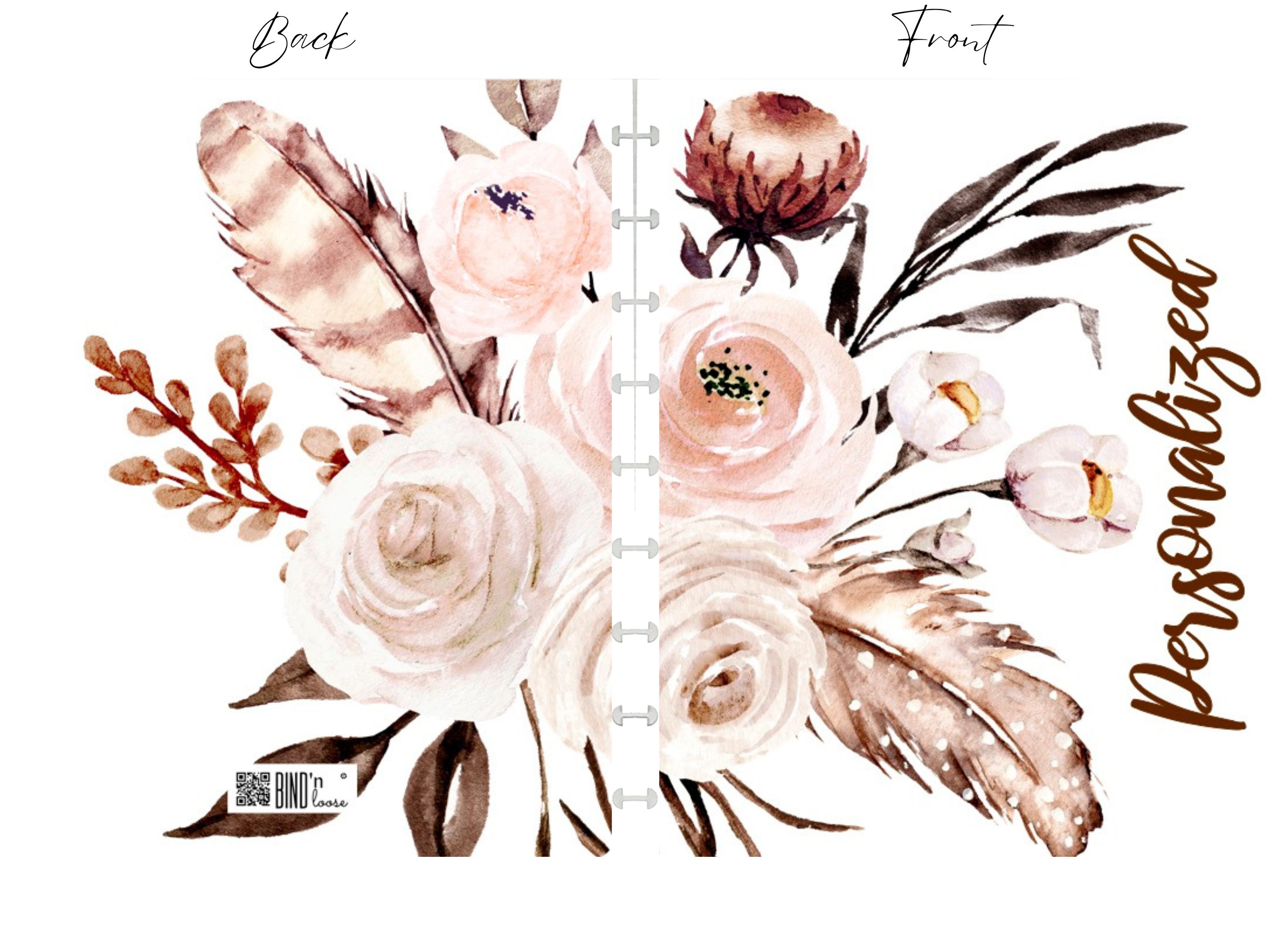 Personalized Reversible Cover Boho Flowers Theme D3, 1 Set Discbound ...