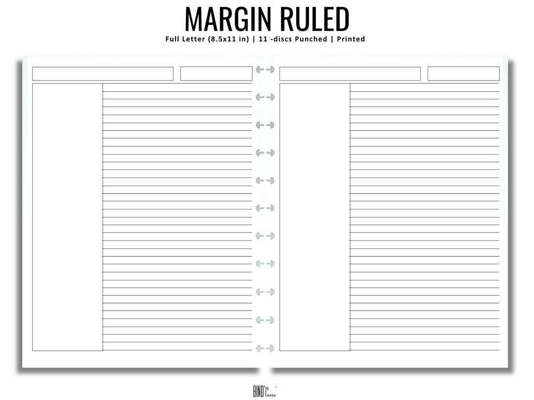 Margin Ruled Inserts | Discbound Planner, Journal, Notebook | Full ...