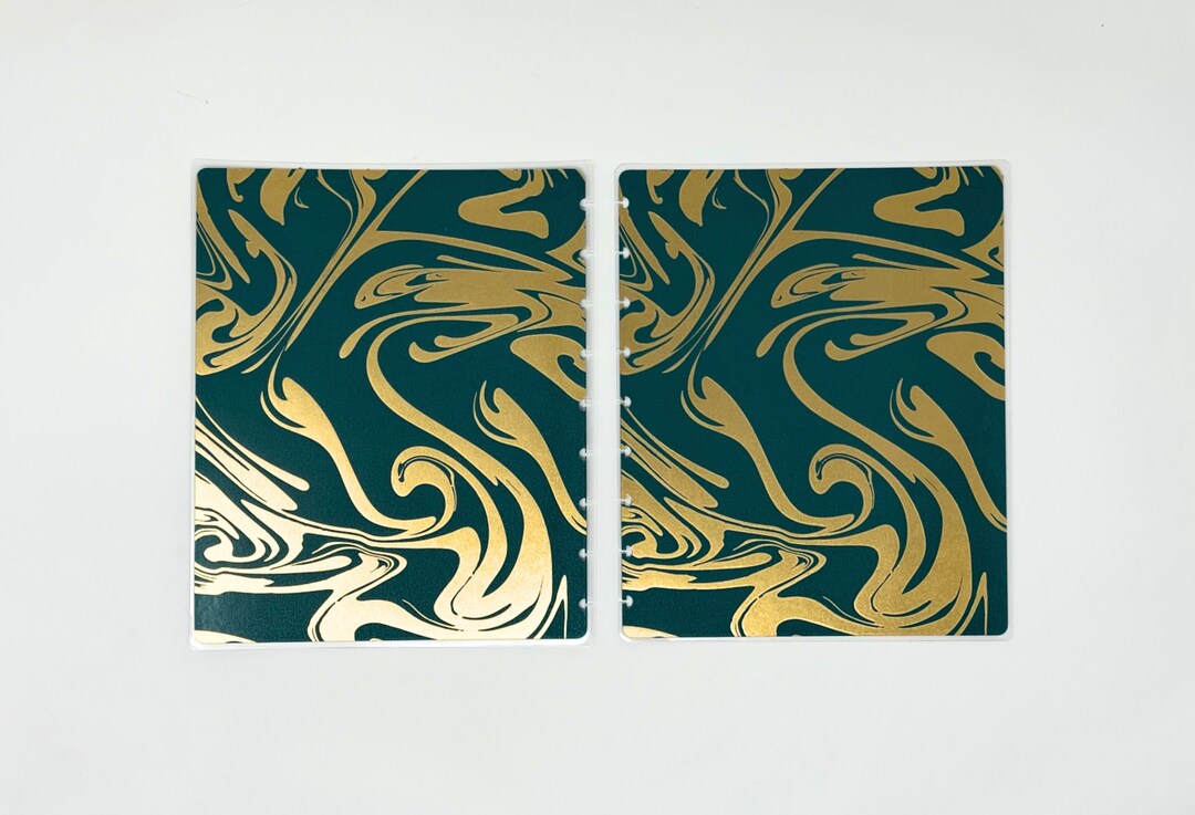 Dark Green and Gold Marble Cover, 2pcs/set discbound, Journal, Planner ...