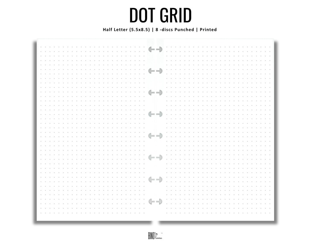 Dot Grid Inserts | Discbound Planner, Journal, Notebook | Half Letter ...