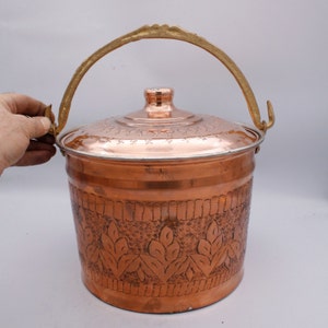 Copper Pails, Bucket,inlaid Copper Bucket, Handcrafted Pail, Kitchen ...