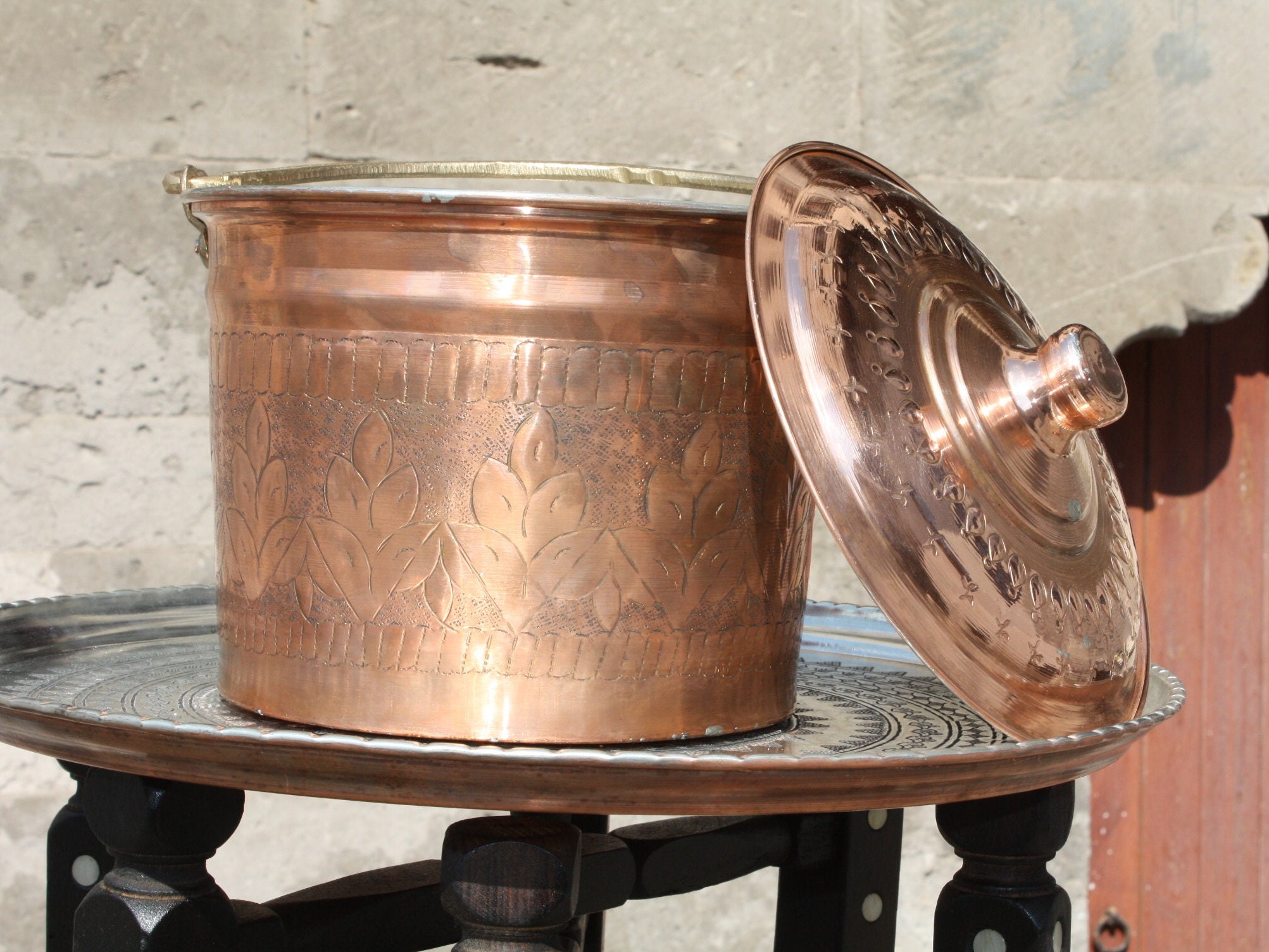 Copper Pails, Bucket,inlaid Copper Bucket, Handcrafted Pail, Kitchen ...