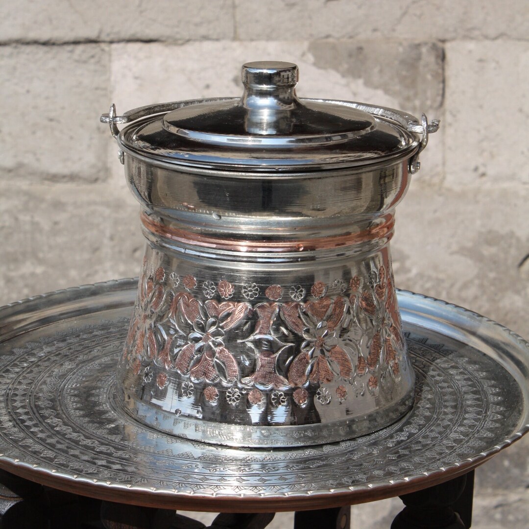 Carved Embroidered Copper Pails, Bucket,inlaid Copper Bucket ...