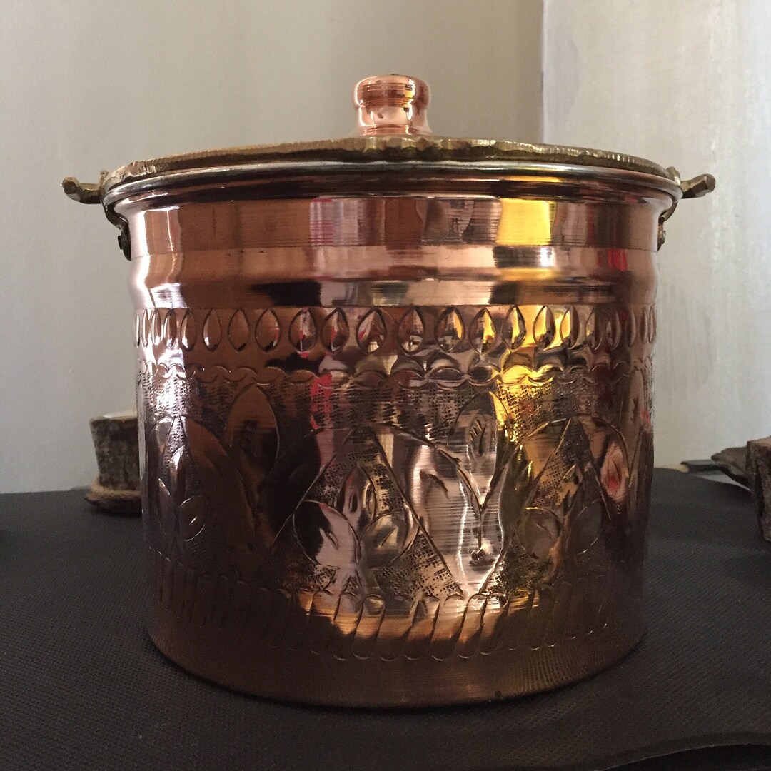 Copper Pails, Bucket,inlaid Copper Bucket, Handcrafted Pail, Kitchen ...