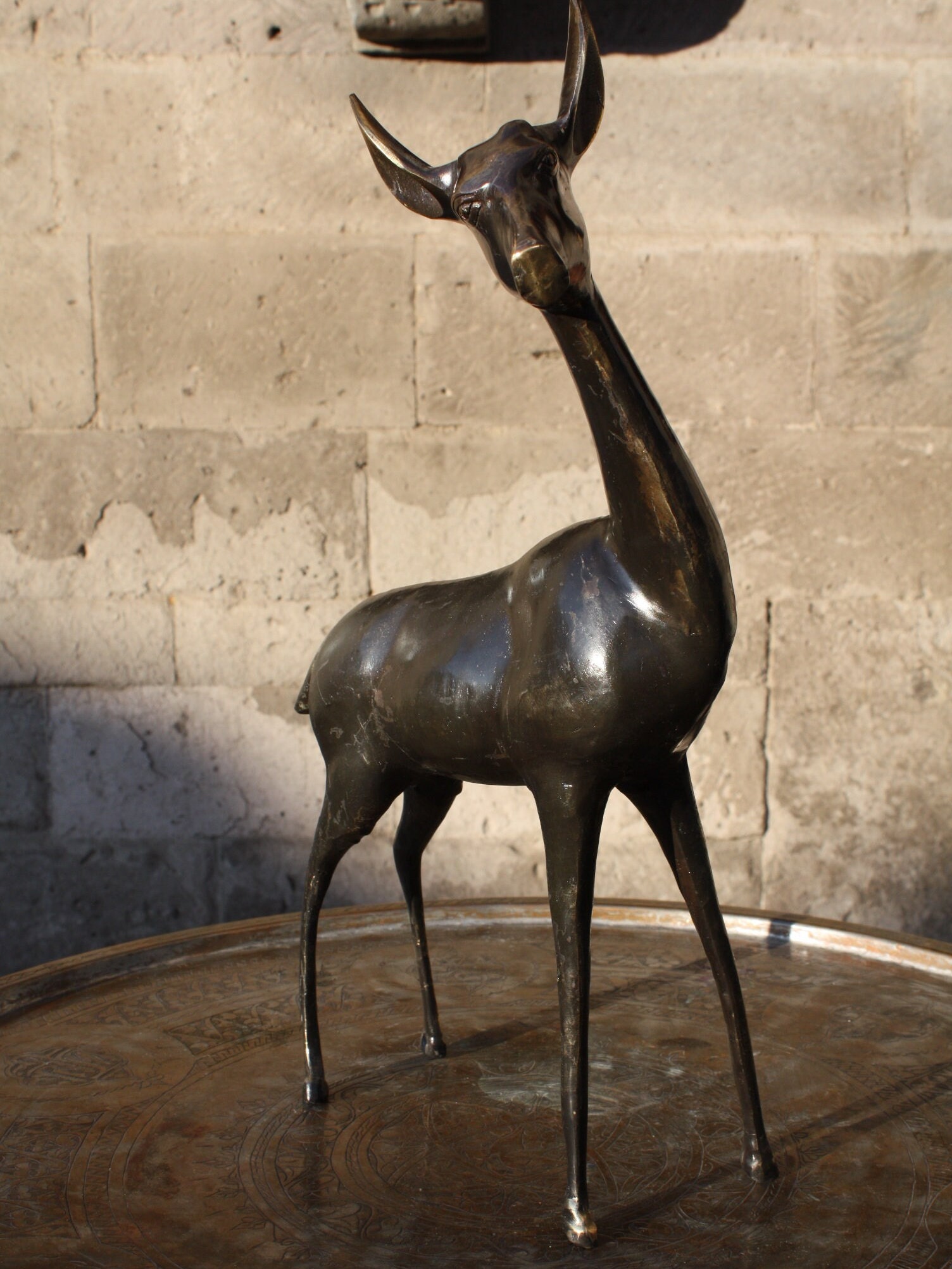 Handmade Brass Gazelle Statue: Large Decorative Sculpture - Etsy