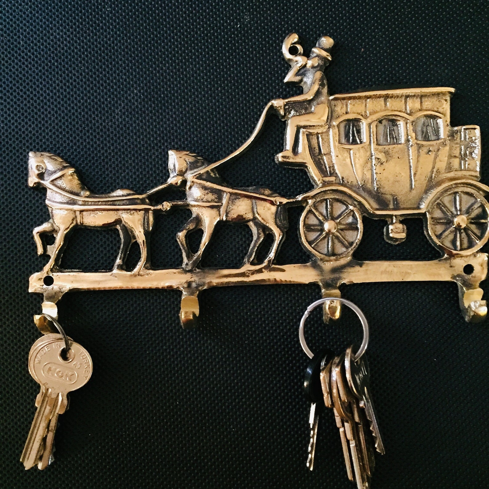 Brass Key Holder for Wall , Vintage Brass Key Hook - Key Holder - Brass ...