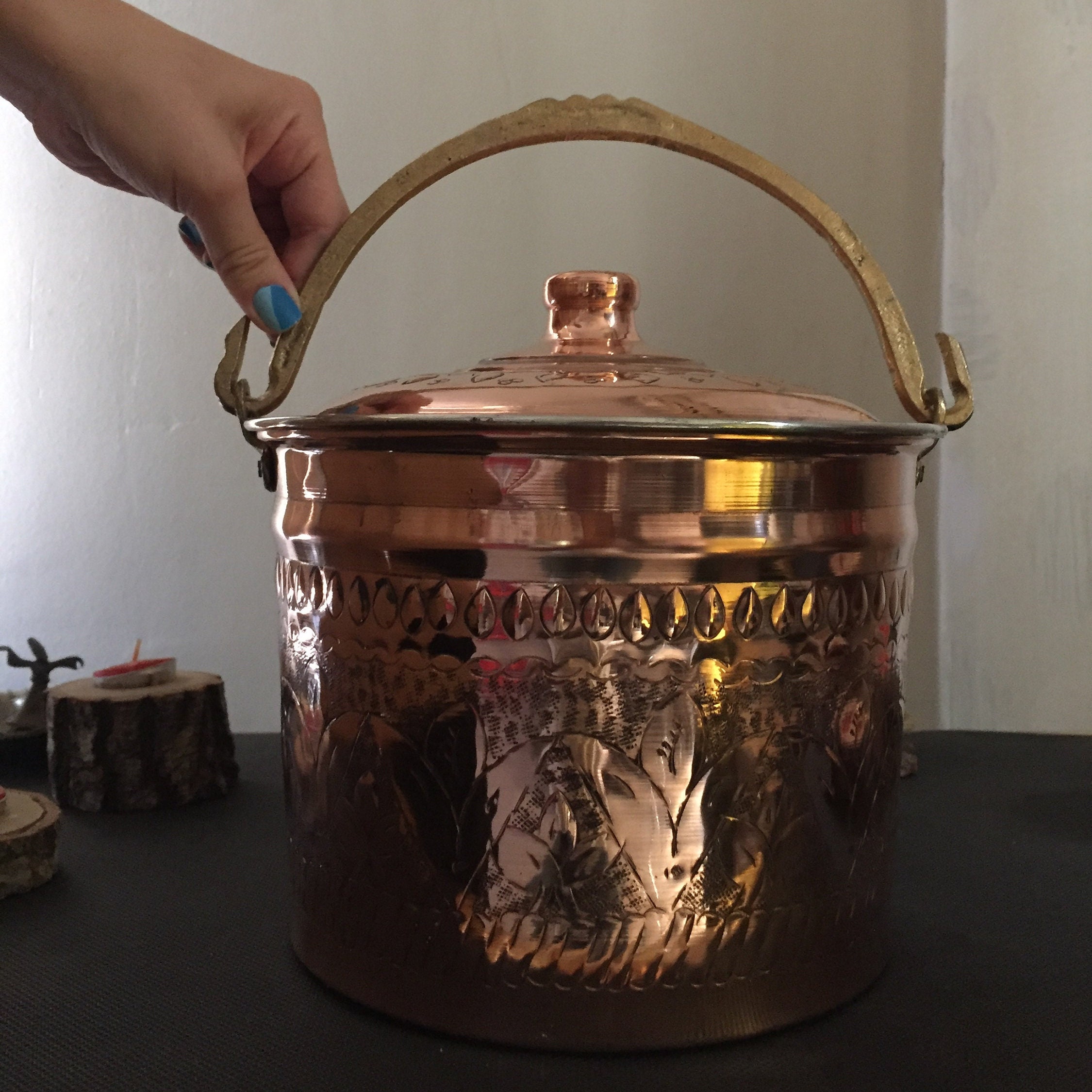 Copper Pails, Bucket,inlaid Copper Bucket, Handcrafted Pail, Kitchen ...