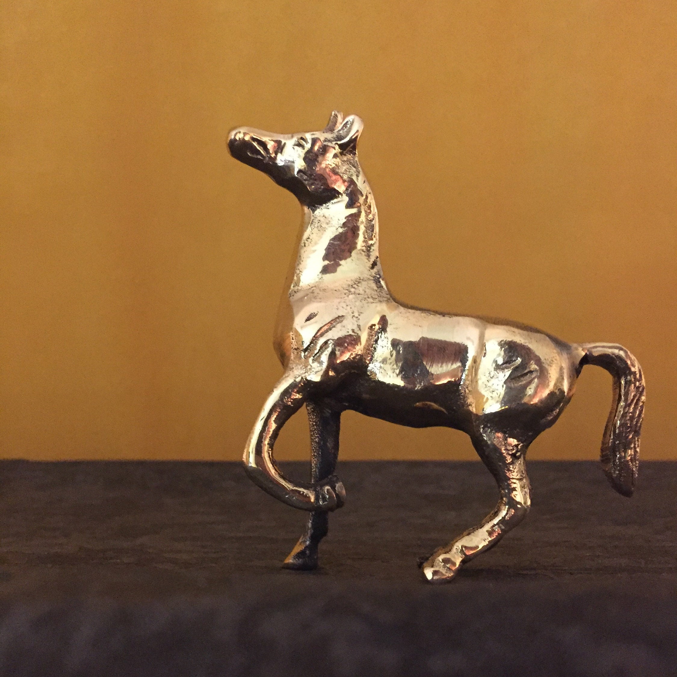 Horse Statue Small / Gold Color Horse Statue / Brass Small Horse ...