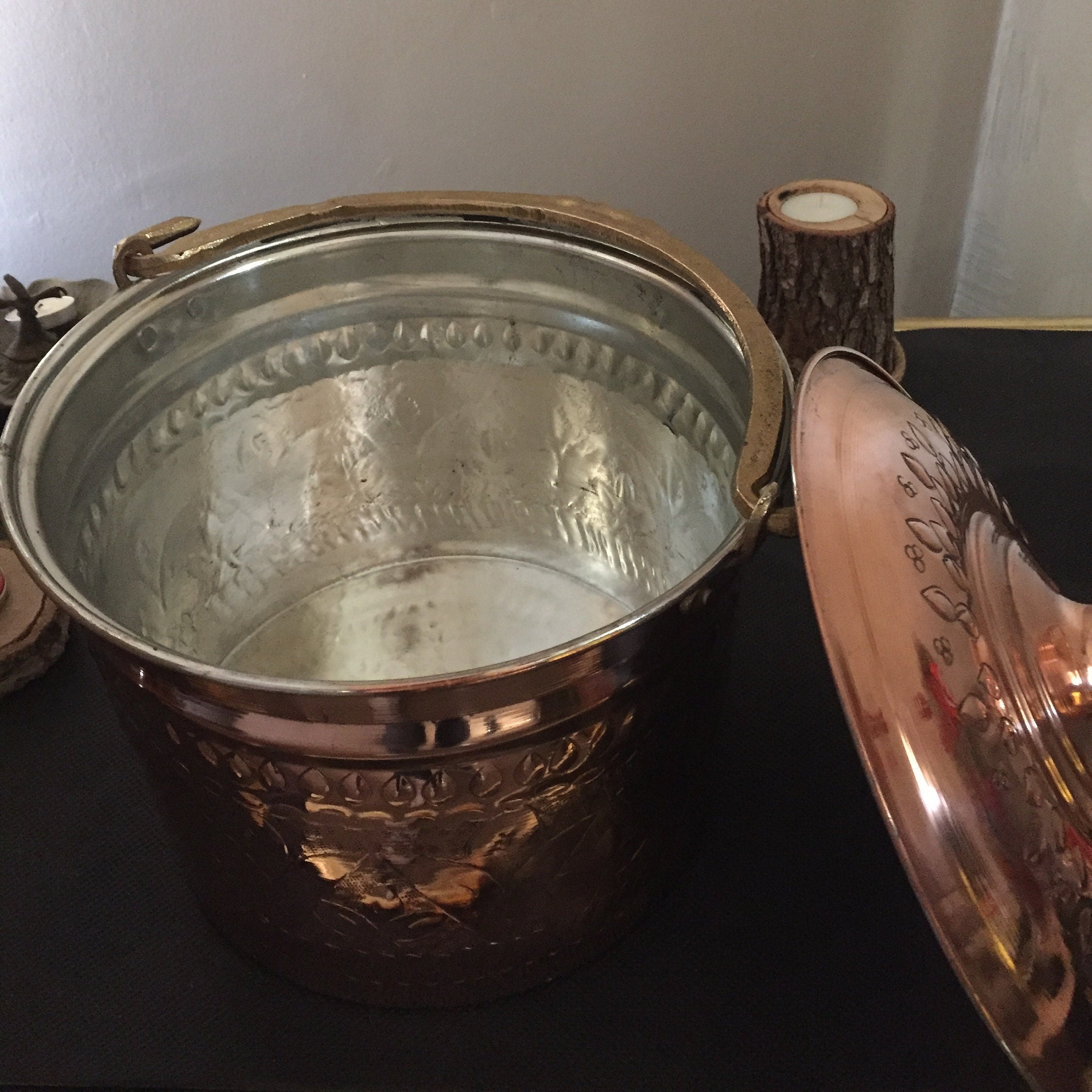 Copper Pails, Bucket,inlaid Copper Bucket, Handcrafted Pail, Kitchen ...