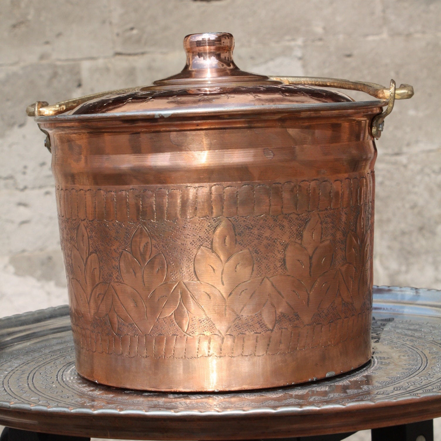 Copper Pails, Bucket,inlaid Copper Bucket, Handcrafted Pail, Kitchen ...